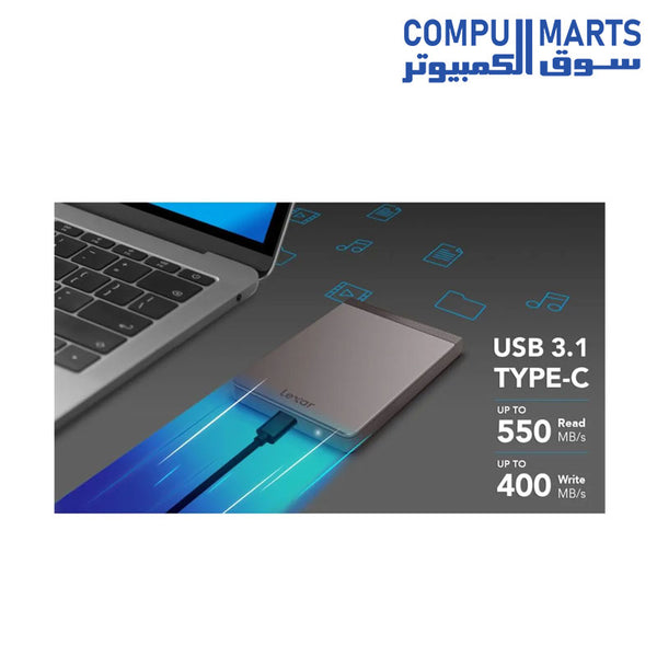 Lexar SL200 Portable USB 3.1 Type-C External SSD (550MBPS) – Compumarts - سوق الكمبيوتر