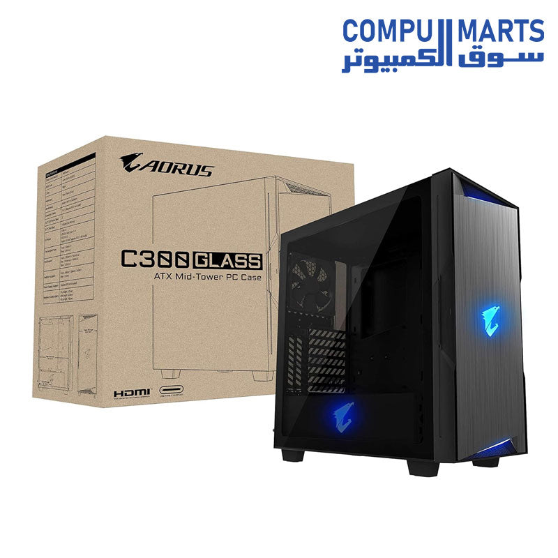 AORUS C300 Glass ATX Gaming Case – Compumarts - سوق الكمبيوتر