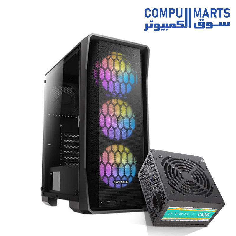 ANTEC NX360 Mid-Tower ATX Gaming Case + PSU Antec Atom V450 ...