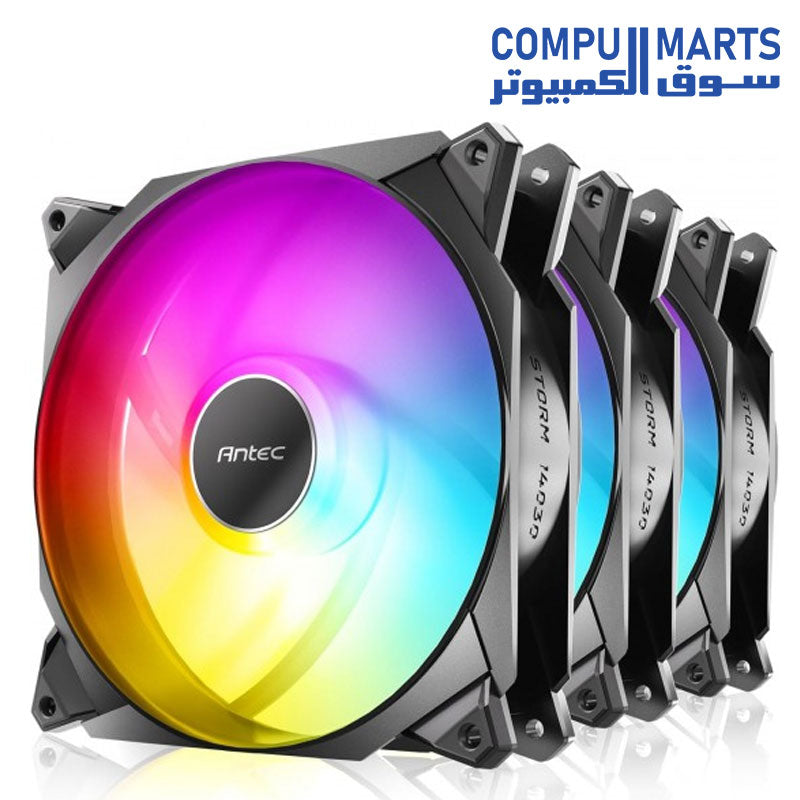 Antec STORM T3 140-3PKS 140 x 140 x 30 mm Case Fans ARGB WITH CONTROLL ...