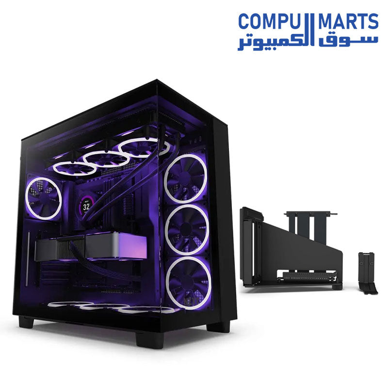 CASE NZXT H9 FLOW EDITION RGB BLACK ATX MID-TOWER + VERTCAL GPU NZXT B ...