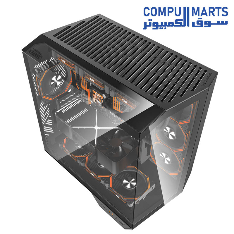 DarkFlash Full-Tower ATX Gaming PC Case, Back Plug-in Motherboard, Dua ...