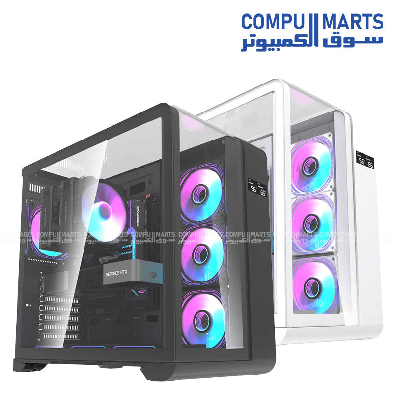 DarkFlash L280 ATX Curved Computer Case, 4x Pre-Installed 120mm aRGB F ...