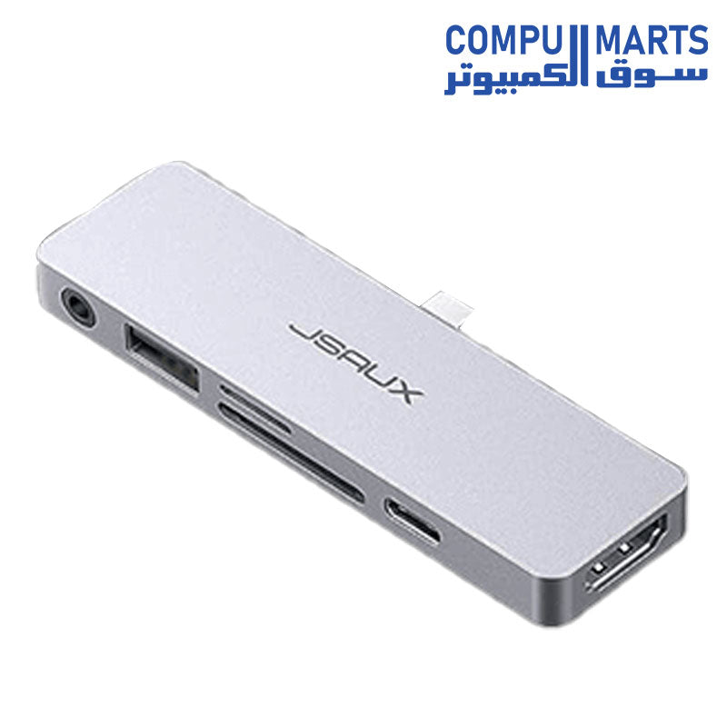 HB0601 Jsaux 6 In 1 USB-C Hub, Gray – Compumarts Egypt