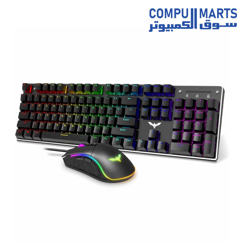 Havit Kb393L Mechanical Keyboard And Mouse, Blue Switch 104 Keys Rainb ...