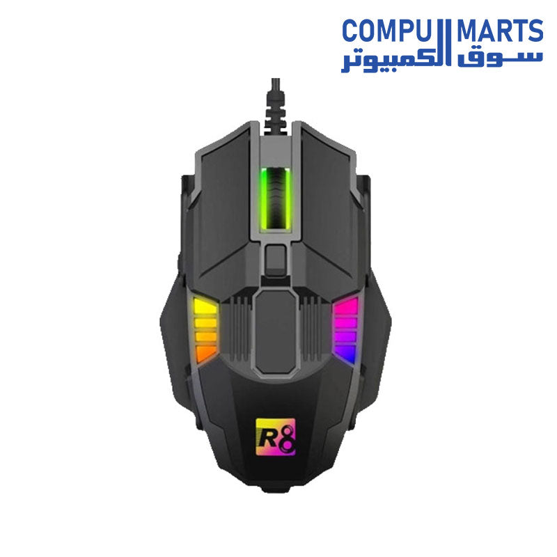 R8 Mouse Gaming 1623 RGB Black – Compumarts Egypt