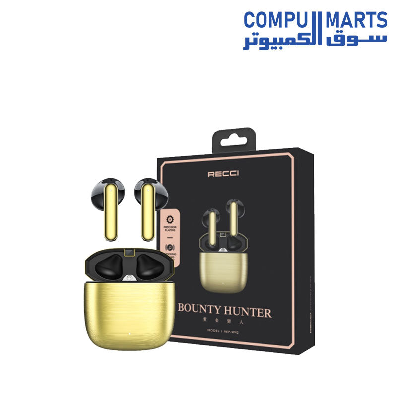 سماعة لاسلكية داخلية الأذن RECCI REP-W42 (BOUNTY HUNTER) ذهبية اللون ...
