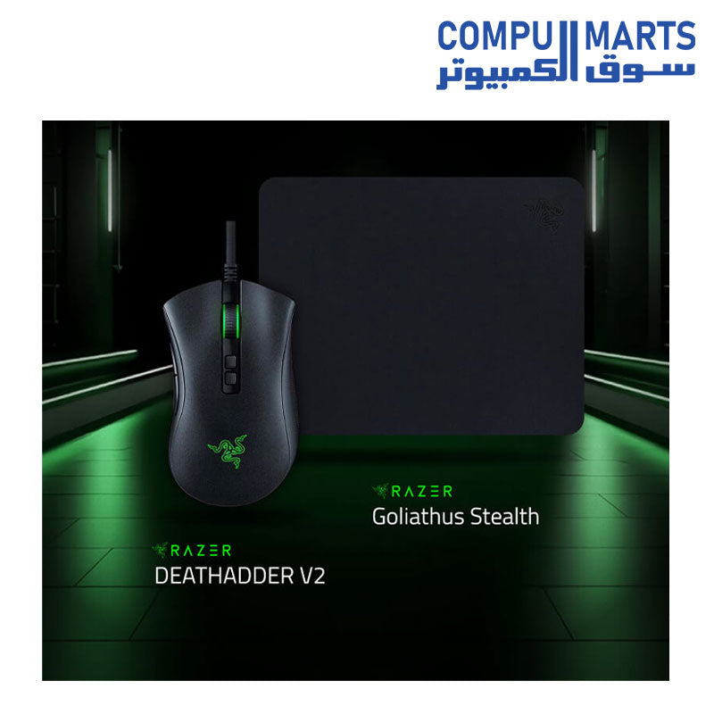 Razer DeathAdder V2 Ergonomic Wired Gaming Mouse + Razer Goliathus Ste ...