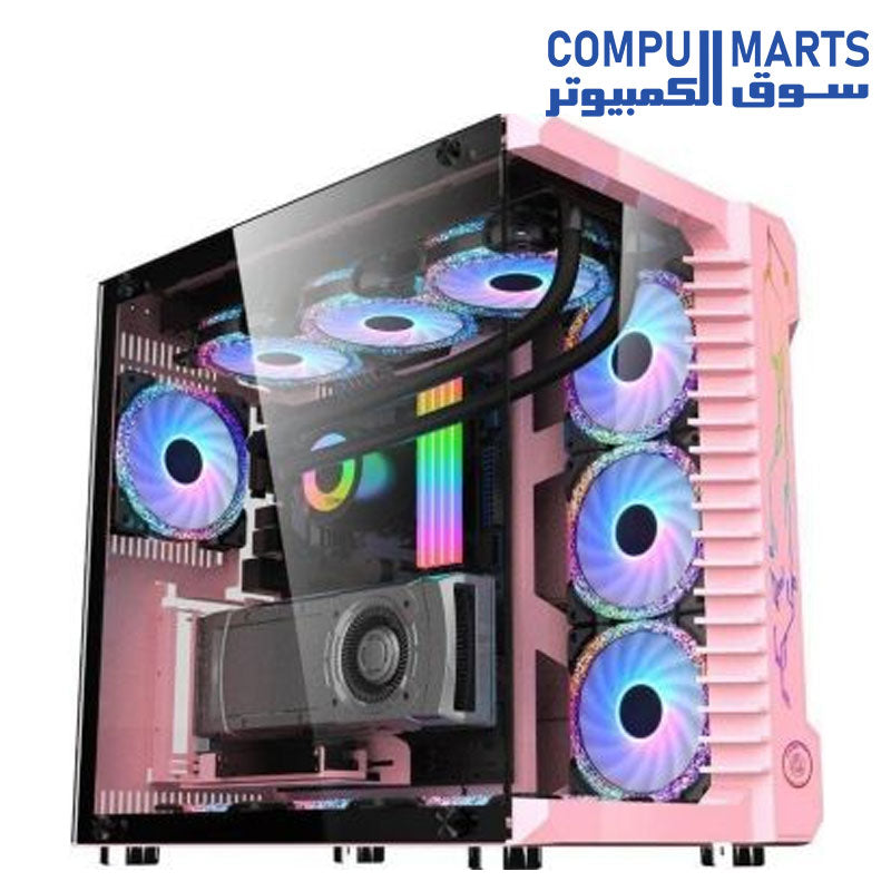 Wjcoolman Robin III PINK 7 Uni Fans Gaming Case – Compumarts Egypt