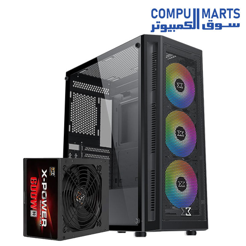 XIGMATEK Master X Gaming MID-TOWER CASE ARGB 4 Fans 600W 80 plus Psu ...