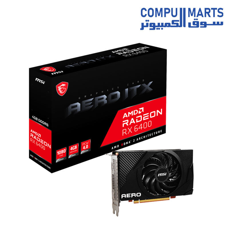 MSI Radeon RX 6400 AERO ITX 4G GRAPHIC CARD – Compumarts Egypt