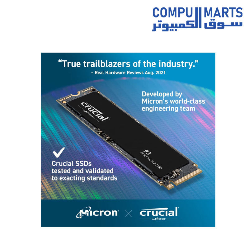 Crucial P3 M.2 PCIe Gen3 NVMe Internal SSD – Up to 3500MB/s Sequential ...