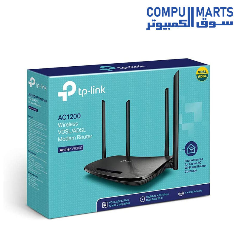 TP-Link AC1200 Archer VR300 Wireless VDSL and ADSL Modem Router ...