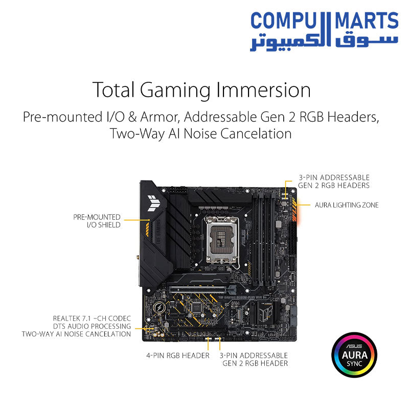 ASUS TUF Gaming B660M-PLUS WiFi D4 LGA 1700(Intel 12th Gen) (PCIe 5.0, – Compumarts - سوق الكمبيوتر
